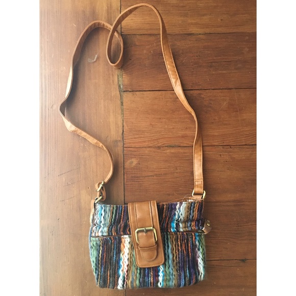 Icing | Bags | Yarn Tapestry Crossbody W Cognac Leather Accents | Poshmark